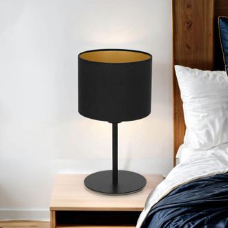 Licht-Erlebnisse Licht-erlebnisse - Lampe de chevet E27 34 cm Noir Or Tissu M&eacute;tal Moderne Lampe de table