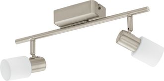 Eglo LED Deckenlampe Taberno, Deckenstrahler, Stahl in Nickel-matt, Glas satiniert in Weiss warmweiß