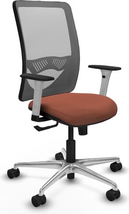 Piqueras y Crespo Schreibtischstuhl mit Rollen Zulema mit wei&szlig;en und schwarzen Armlehnen, h&ouml;henverstellbare Lendenwirbelst&uuml;tze, mit 3 Positionen, Grau/Braun