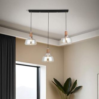 Opviq Antique Lacquer Chandelier, Metal Body, &Oslash;20 Glass Cap, Adjustable Height 50-119 cm, 3 x E27 Socket, Elegant Lighting for Home Decor, IP20 Rated