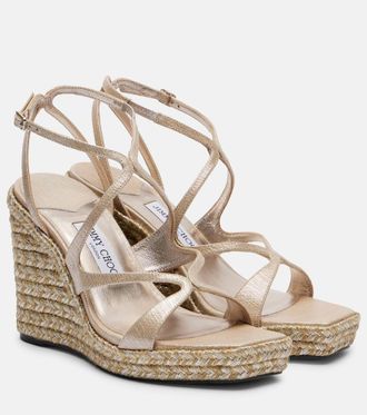 Jimmy Choo London Wedge-Sandalen Ayla 110 aus Metallic-Leder