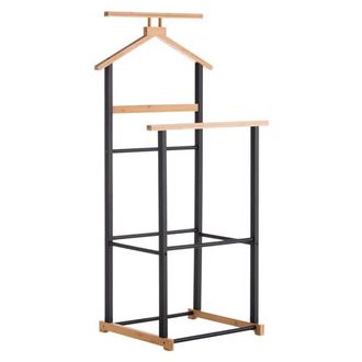 IDIMEX Valet de Chambre Kanna chevalet de Nuit Double Portant pour vêtements, en Bambou Naturel et Noir