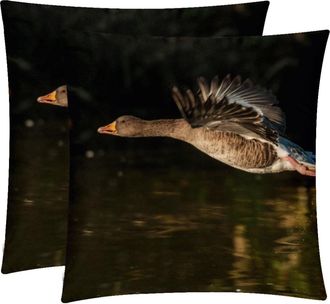 Generic Set mit 2 personalisierbaren Kissenbezügen, Dekoration, fliegende Gänse, Bild