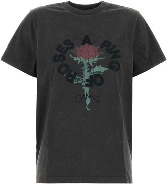 Ganni Femme, Tops, Noir, Taille: 38 FR T-shirt Oversize en Coton