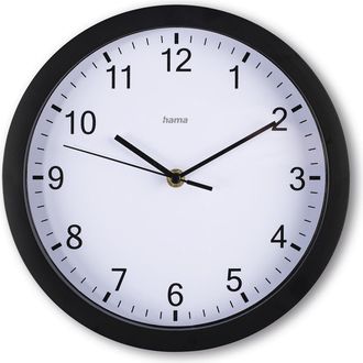 Hama Wanduhr, Kunststoffglas, schwarz, normal