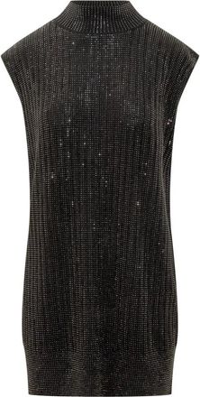 Emporio Armani Femme, Blouses et Chemises, Noir, Taille: 42 FR Sequin-Embellished Wool-Blend Mini Dress