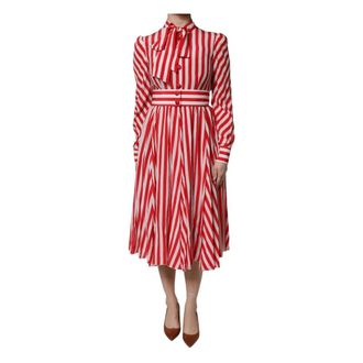 Dolce & Gabbana Gestreiftes Seiden-Midikleid - - Dresses - Damen - Rot - S