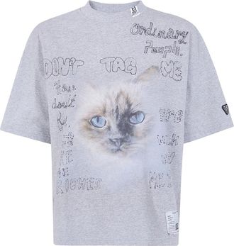 Miharayasuhiro Mihara Yasuhiro, Femme, Tops, Gris, Taille: 36 FR Cat Printed Tee