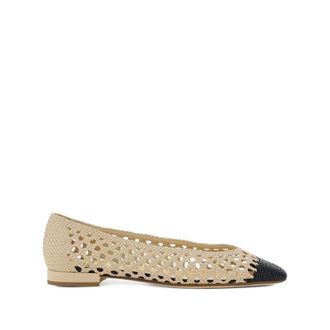 Francesco Russo Femme, Chaussures, Beige, Taille: 37 1/2 EU Ballerines Bicolores Crochet&eacute;es