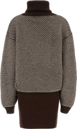 Maison Margiela Womens Embroidered Wool Blend Mini Sweater Dress 001j Abiti