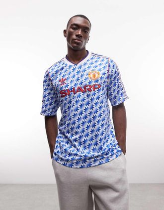 adidas adidas Football - Bring Back - Maillot ext&eacute;rieur du Manchester United style ann&eacute;es 90 - Bleu-Multi