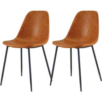 Rendez-Vous D&eacute;co Lot de 2 chaises en cuir synth&eacute;tique camel - henrik