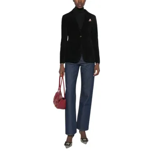 Circolo 1901 Femme, Vestes, Noir, Taille: 40 FR Veste en velours c&ocirc;tel&eacute;