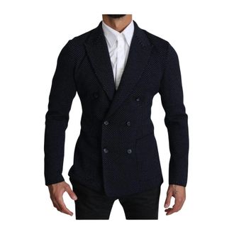 Dolce & Gabbana Doppelreihiger Blazer mit Polka Dots - - Jackets - Herren - Blau - L