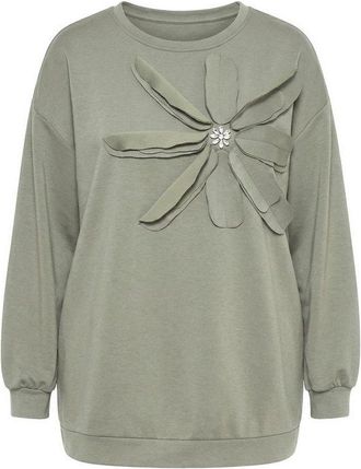 Miamoda Sweatshirt Sweatshirt A-Linie verzierte 3D-Bl&uuml;te