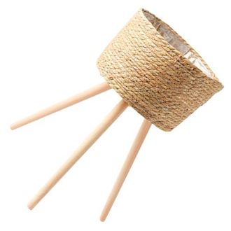 Supvox Support De Pot De Fleurs Bois Tiss&eacute; avec Panier D&eacute;coratif pour Plantes Int&eacute;rieur Et Ext&eacute;rieur pour Balcon Et Jardin