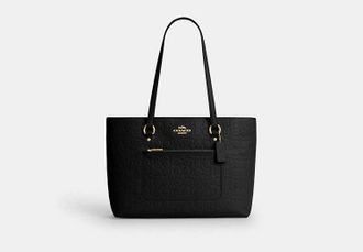 Coach Station Tote aus Signature-Leder f&uuml;r Frauen in Schwarz