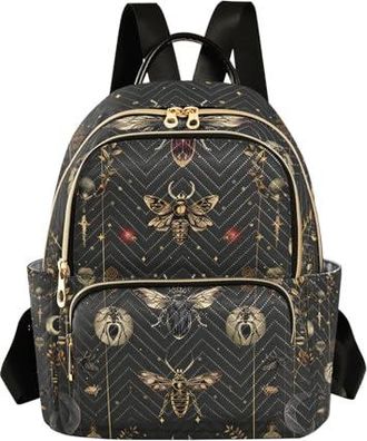 Mnsruu Mini sac à dos décontracté pour femme Motif lune et insectes, Multi608, S