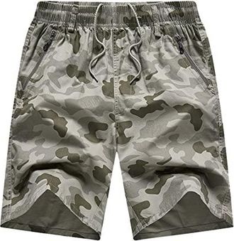 Generic Short de vacances pour homme printemps été short rayé poche sangle pantalon court athlétique fonctionnel cargo short dentraînement pour homme, kaki, 4