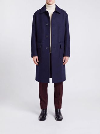 Dries Van Noten Manteau long droit en laine m&eacute;lang&eacute;e