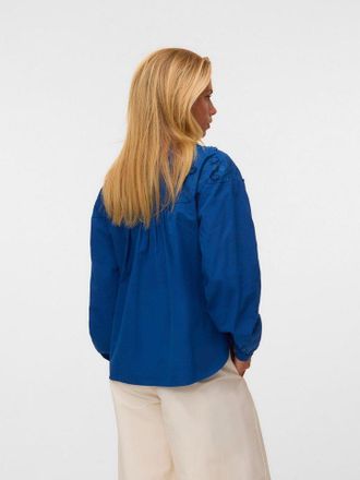 Vero Moda Langarmbluse VMTUESDAY L/S DETAIL TOP WVN Baumwolle