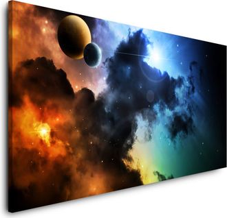 Paul Sinus Art 120x60cm Weltall und Planeten Panorama Leinwand Bild XXL Format WohnzimmerDeko Kunstdrucke