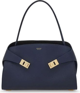 Ferragamo Femme, Sacs, Bleu, Taille: ONE Size Sac bandouli&egrave;re en cuir
