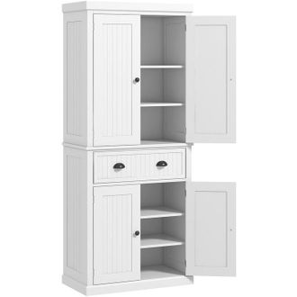 HOMCOM Homcom - Buffet haut multi-rangement - 4 portes, grand tiroir - dim. 76L x 40l x 183H cm - panneaux mdf blanc