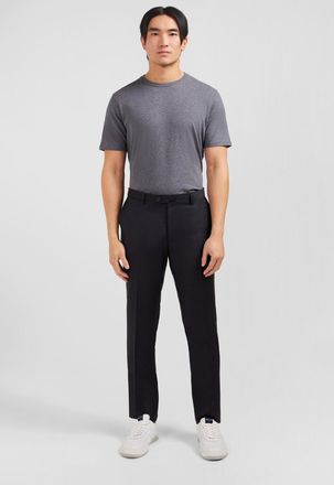 Eden Park Pantalon Slim Gris Foncé En Laine À Plis Cassés