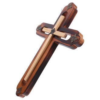 Cabilock Holz Kreuz Deko Handgefertigt H&auml;ngend und Stehend Rustikal Glatte Oberfl&auml;che f&uuml;r Wohnzimmer Wanddeko Christliche Tisch Wanddekoration Festliche Erinne