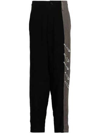 Yohji Yamamoto pantalon &agrave; design bicolore - Noir