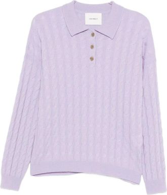 Lisa Yang Femme, Tops, Violet, Taille: 36 FR Pull Polo en Cachemire Lilas