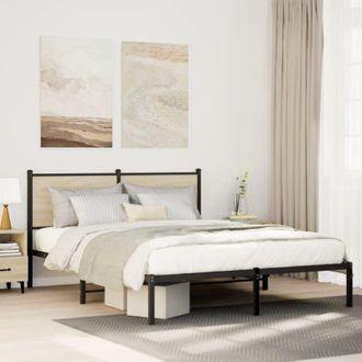 vidaXL Cadre de lit en m&eacute;tal sans matelas ch&ecirc;ne sonoma 140x190 cm Vidaxl