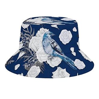 Generic Fleur Oiseau (3) Chapeau Soleil Respirant Bob Chapeau Anti-UV Casquettes Visières pour Voyage Plage Jardinier