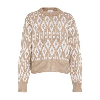 Brunello Cucinelli Jacquard Kaschmir Pullover - - Knitwear - Damen - Mehrfarbig - S