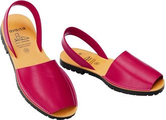 Avarcashop Made In Spain - Echtleder Damen Sandalen einfarbig - schöne, Bequeme und praktische Menorca Ibiza Sommerschuhe Strandschuhe 201, 40 EU Schmal, Fuxia (