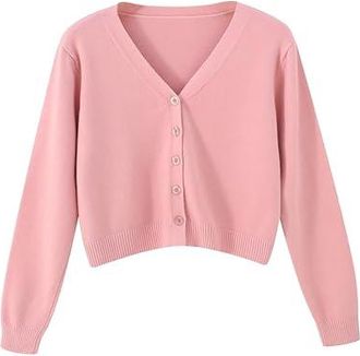 Generico Cardigan Femme Court Confortable D&eacute;contract&eacute; L&eacute;ger Cardigan &Eacute;l&eacute;gant Doux Respirant Veste en Tricot Bol&eacute;ro avec Boutons Golfino &agrave; Manches Longues Col e