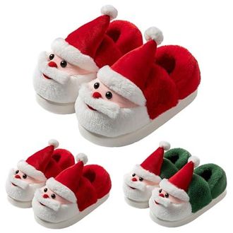 Generic Pantoufles de No&euml;l douces et chaudes &agrave; enfiler pour femme - Chaussons dhiver en peluche avec semelle antid&eacute;rapante pour les vacances, la chambre &agrave; cou