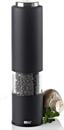 Adhoc EP22 elektrische Pfeffer- oder Salzm&uuml;hle TROPICA, LED-Licht, Keramik Mahlwerk (ohne Gew&uuml;rz), Schwarz