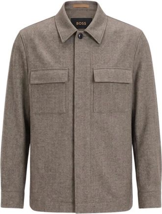 HUGO BOSS Surchemise coupe d&eacute;contract&eacute;e - Homme - Vestes - Brun - Taille: XL