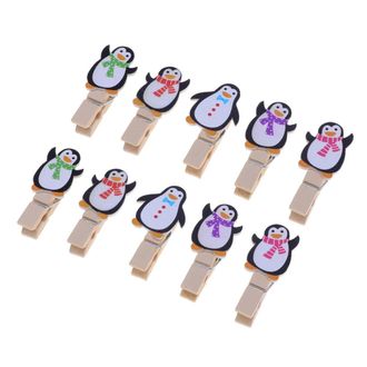 Cabilock 10st&uuml;cke Weihnachts-Pinguin Holzklammern Teilig Niedliche Tierclips F&uuml;r Foto-Dekoration Bastelarbeiten Karten Und Banner F&uuml;r Festliche Anl&auml;sse Und Kre