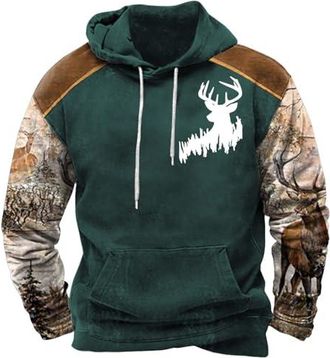 Generic Sweat à capuche aztèque pour homme - Style vintage cowboy - Style western - Motif ethnique - Manches longues - Avec poche, A01-Cerf bronze, 3XL