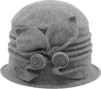 ZLYC Chapeau de Bowler dhiver en Laine pour Femme - Style Vintage des ann&eacute;es 1920, Gris uni, Taille Unique