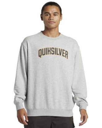 Quiksilver Graphic Crew Sweatshirt, Light Grey Heather, M Mens