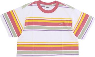 Obey Gestreiftes June Cropped Tee Rosa - - Tops - Damen - Mehrfarbig - M