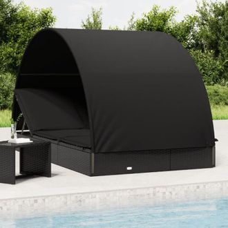 vidaXL Vidaxl - Sonnenliege f&uuml;r 2 Personen mit Runddach Schwarz 211x112x140 cm