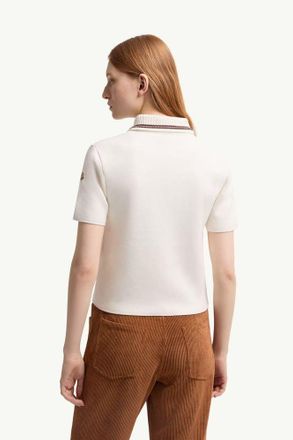 Moncler Striped Collar Polo - Cream