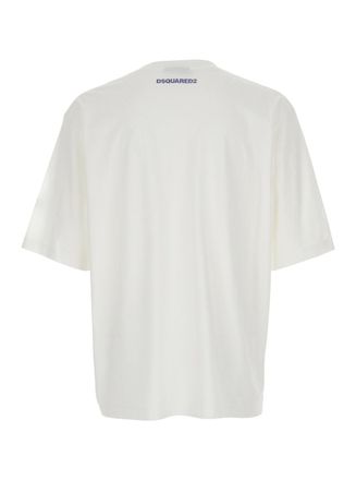 Dsquared2 Mens Crew Neck T-Shirt White Cotton T-Shirts And Polos