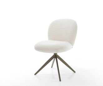 DELIFE Drehstuhl Nube-Flex Boucl&eacute; Soft Beige Kreuzgestell breit Effektfinish Titan 360&deg; drehbar Wippfunktion Taschenfederkern, Esszimmerst&uuml;hle