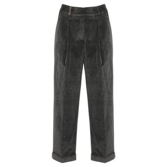 PESERICO Pantalon large en velours c&ocirc;tel&eacute; - Femme - Pantalons - Gris - Taille: 38 FR